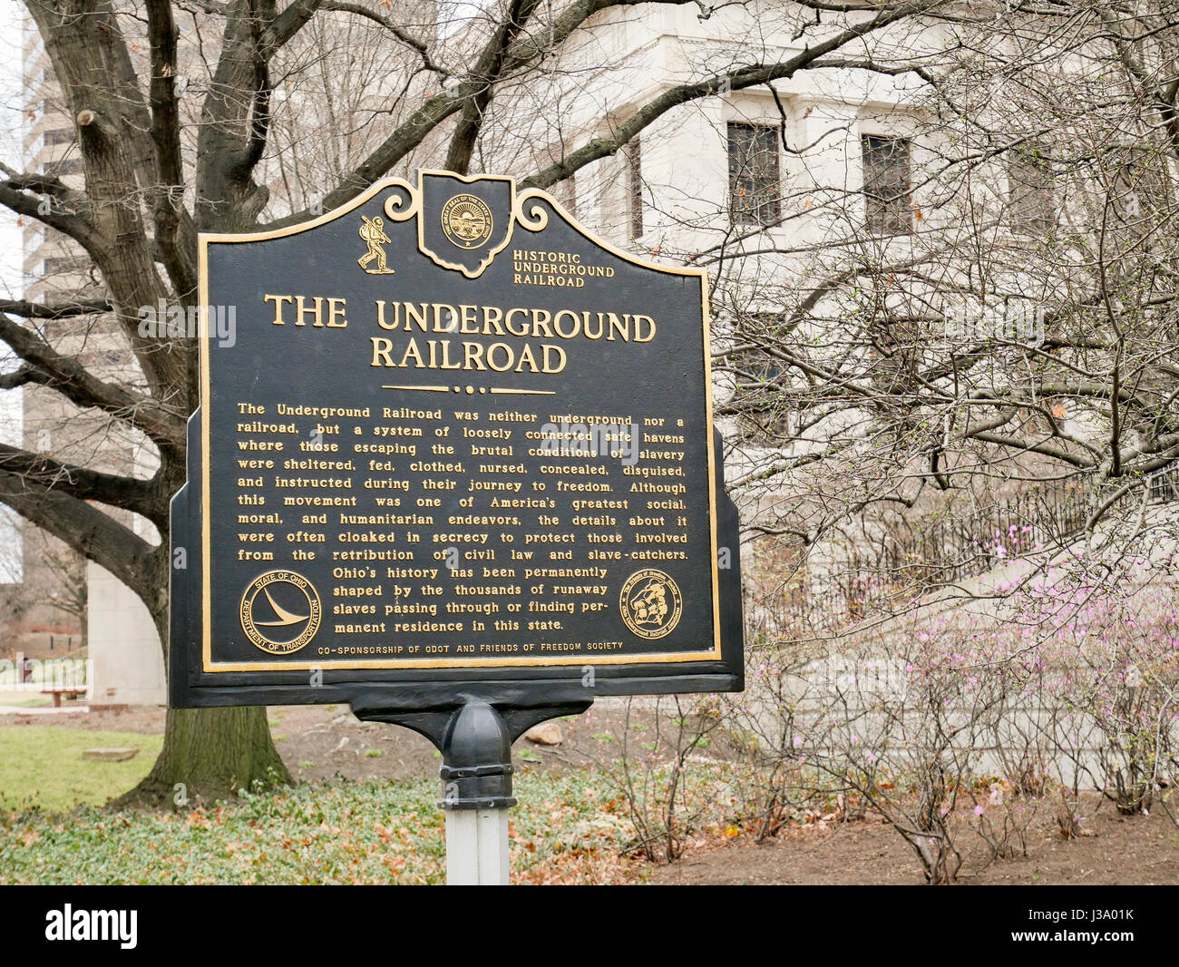 Underground Railroad historical marker. State Capitol, Columbus, Ohio ...