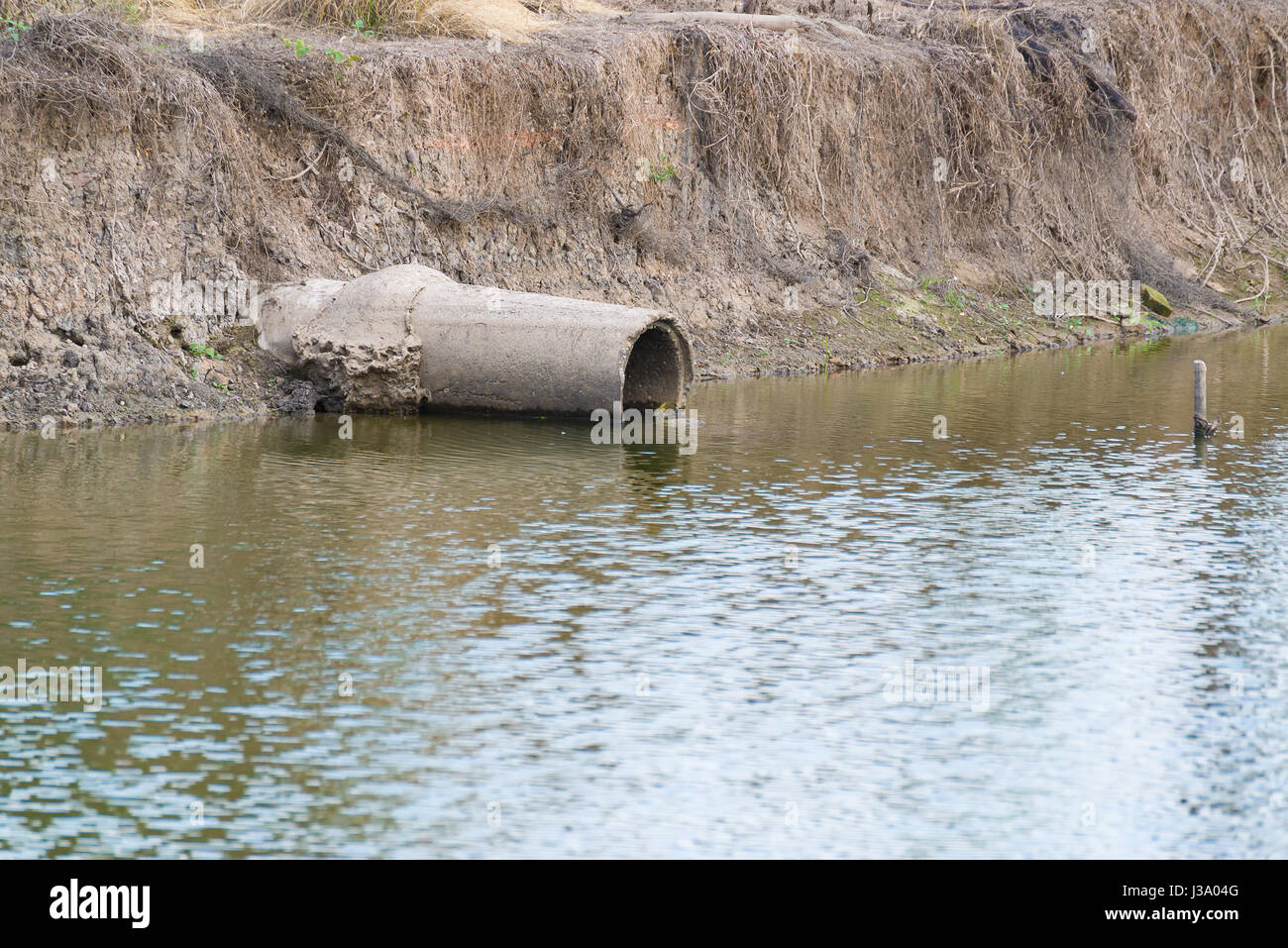 Old concrete drain water in fish farms, drainage and irrigation system ...