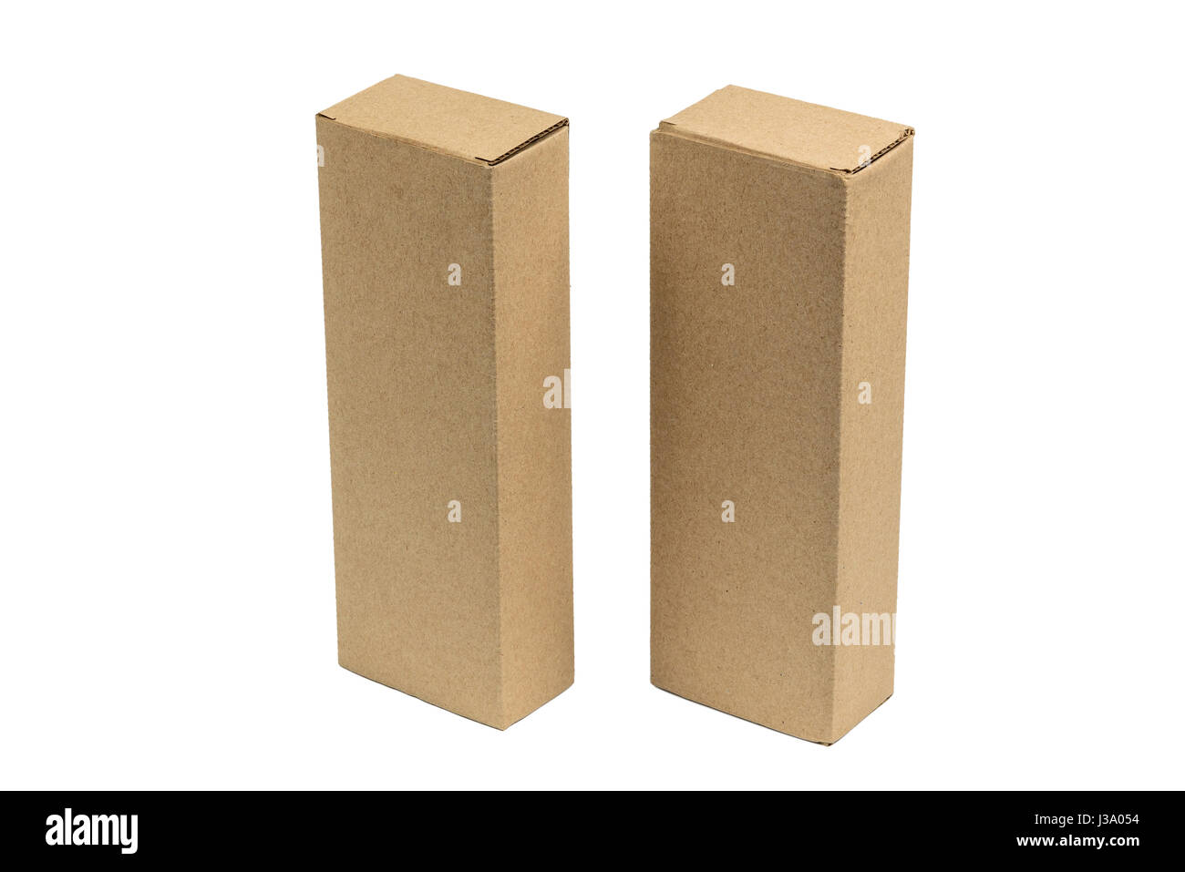 Two long rectangle closed brown cardboard box packaging blank template ...