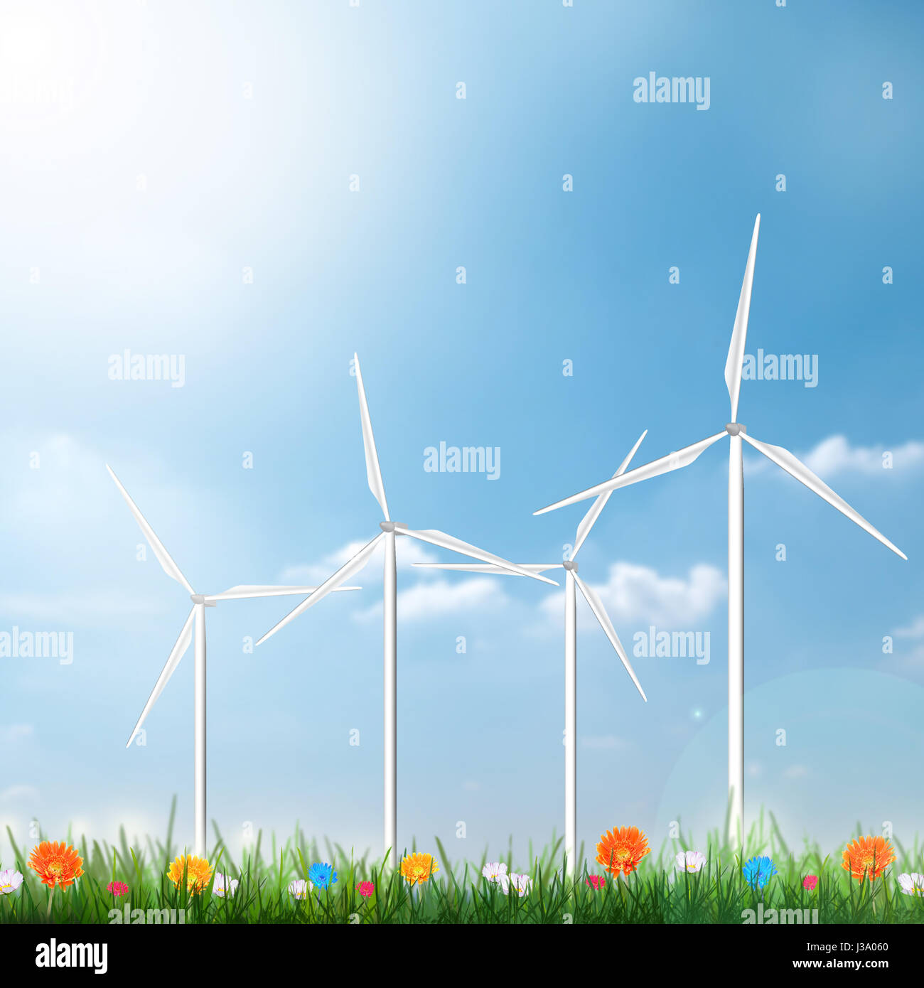 Wind Turbine Clean Nature Ecology Environment Concept Stock Photo - Alamy