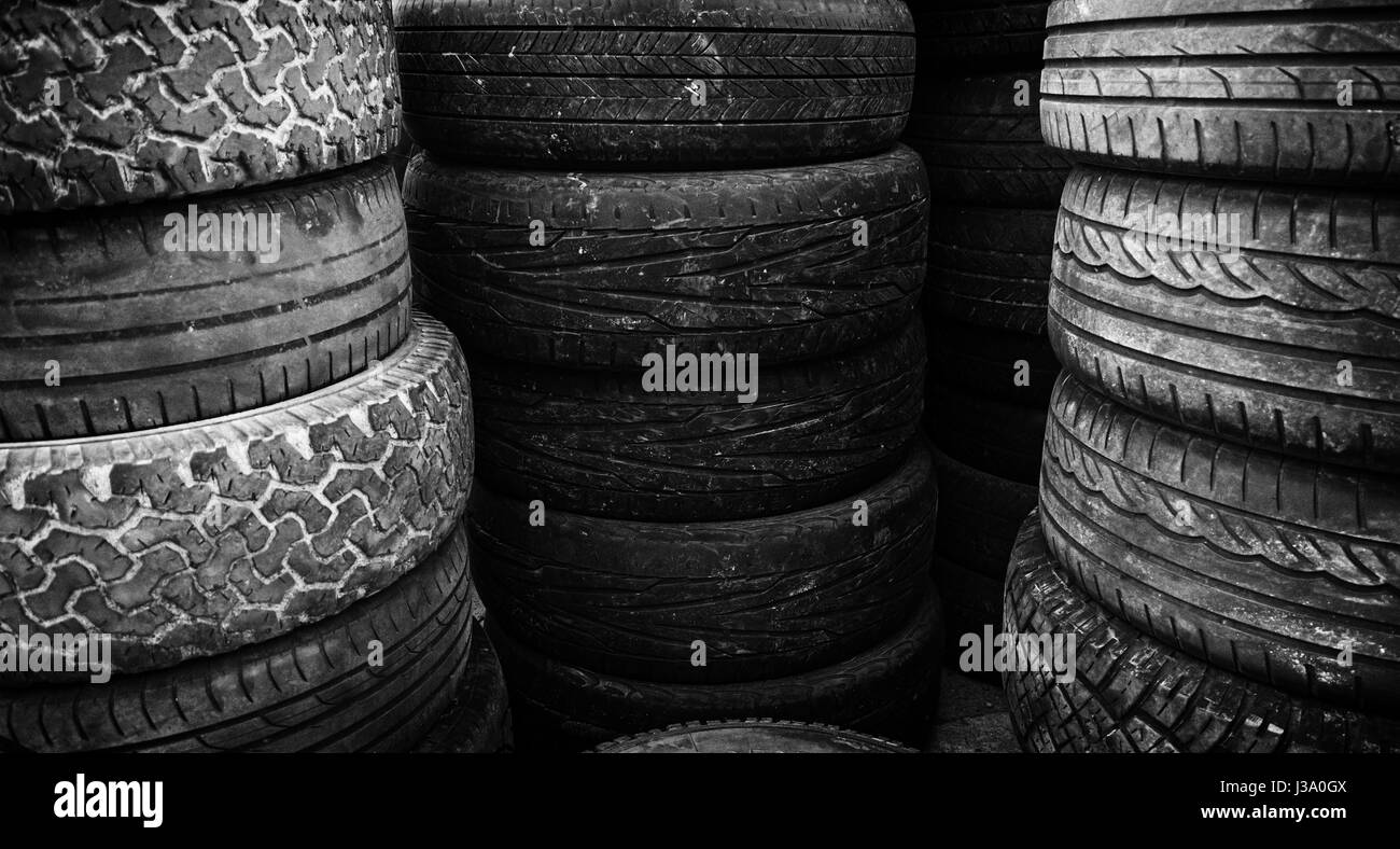 Old tires, detail of old car wheels, rubber, pollution Stock Photo - Alamy