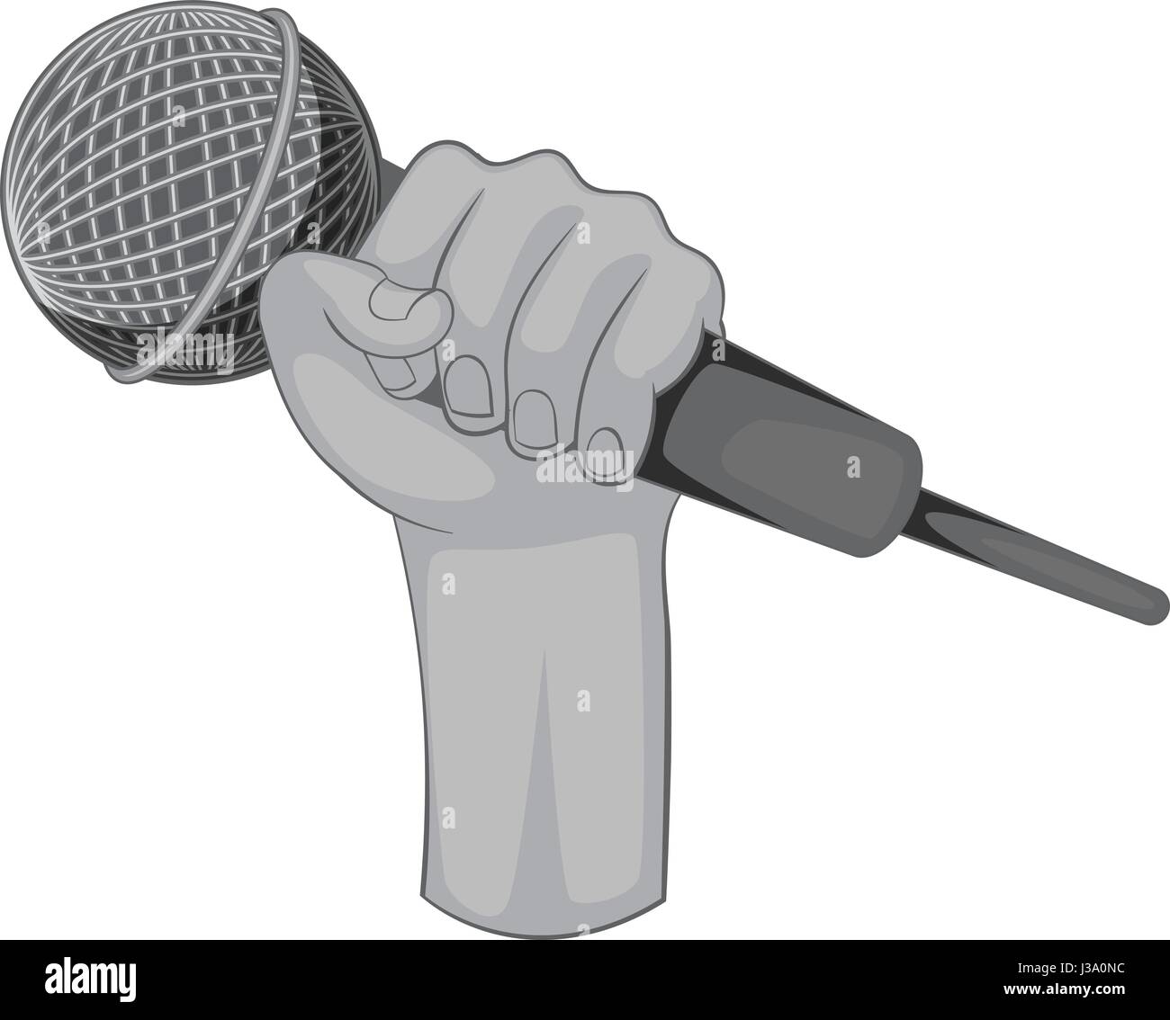 Hand holding microphone icon monochrome Stock Vector Image & Art - Alamy