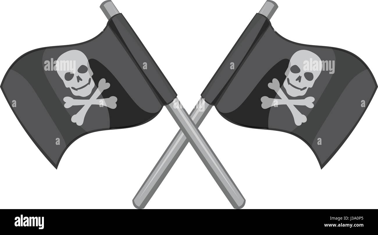 Crossed pirate flags icon monochrome Stock Vector Image & Art - Alamy