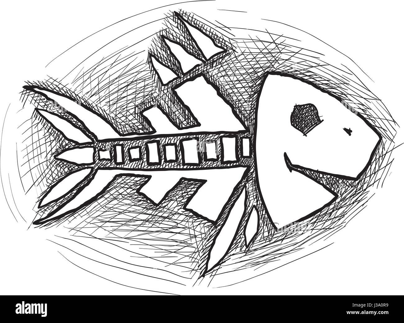 Fish skeleton illustration Stock Vector Images - Alamy