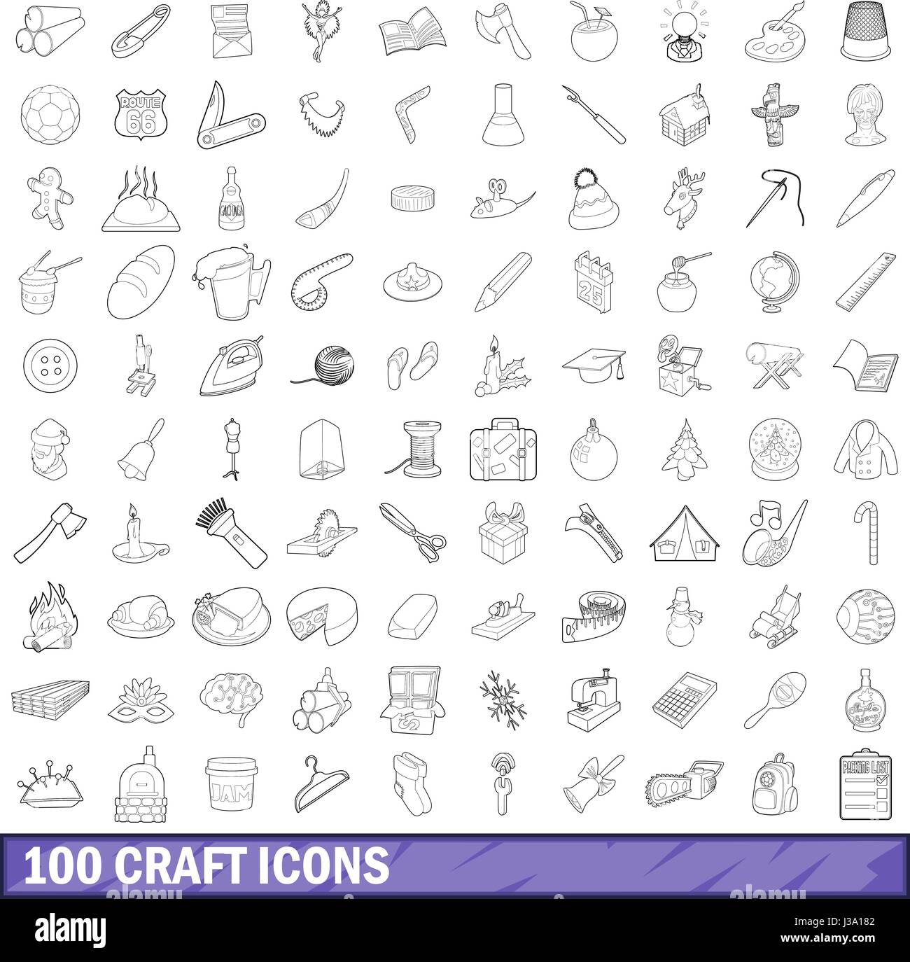 100 craft icons set, outline style Stock Vector Image & Art - Alamy