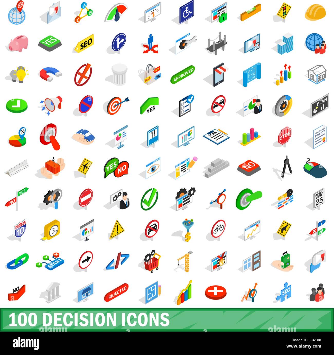 100 decision icons set, isometric 3d style Stock Vector Image & Art - Alamy