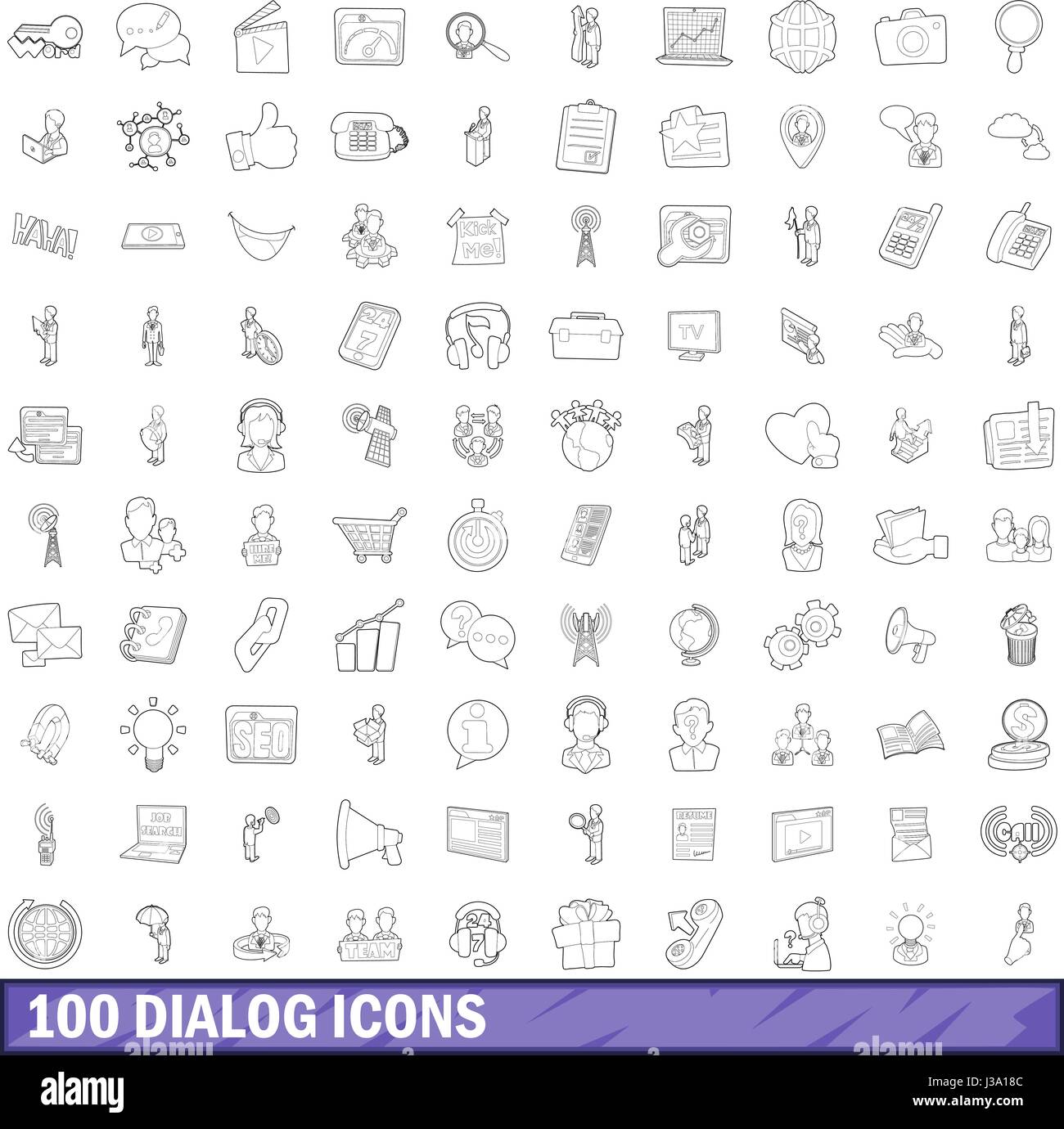 100 dialog icons set, outline style Stock Vector Image & Art - Alamy