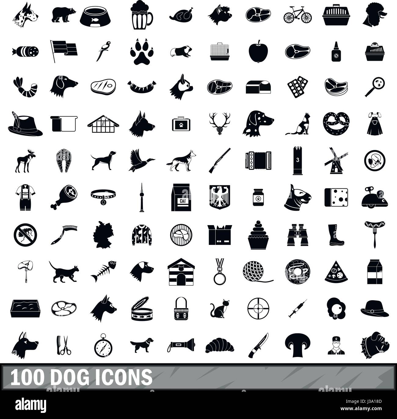 100 dog icons set, simple style Stock Vector Image & Art - Alamy