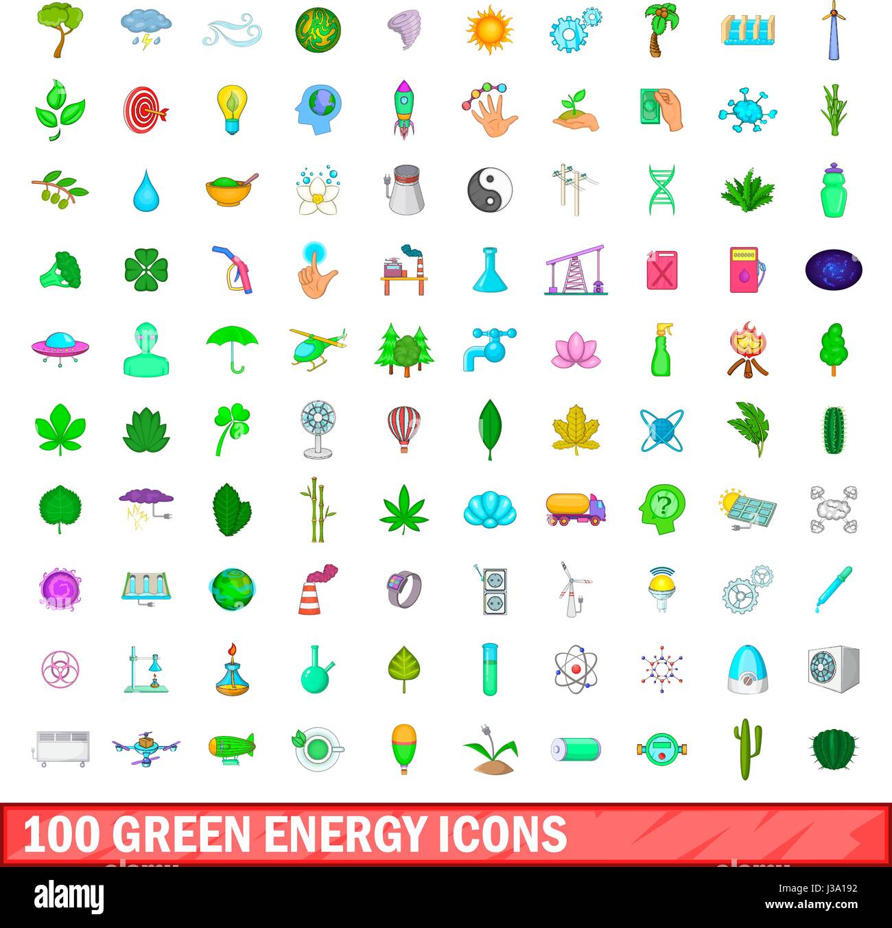 100 green energy icons set, cartoon style Stock Vector Image & Art - Alamy