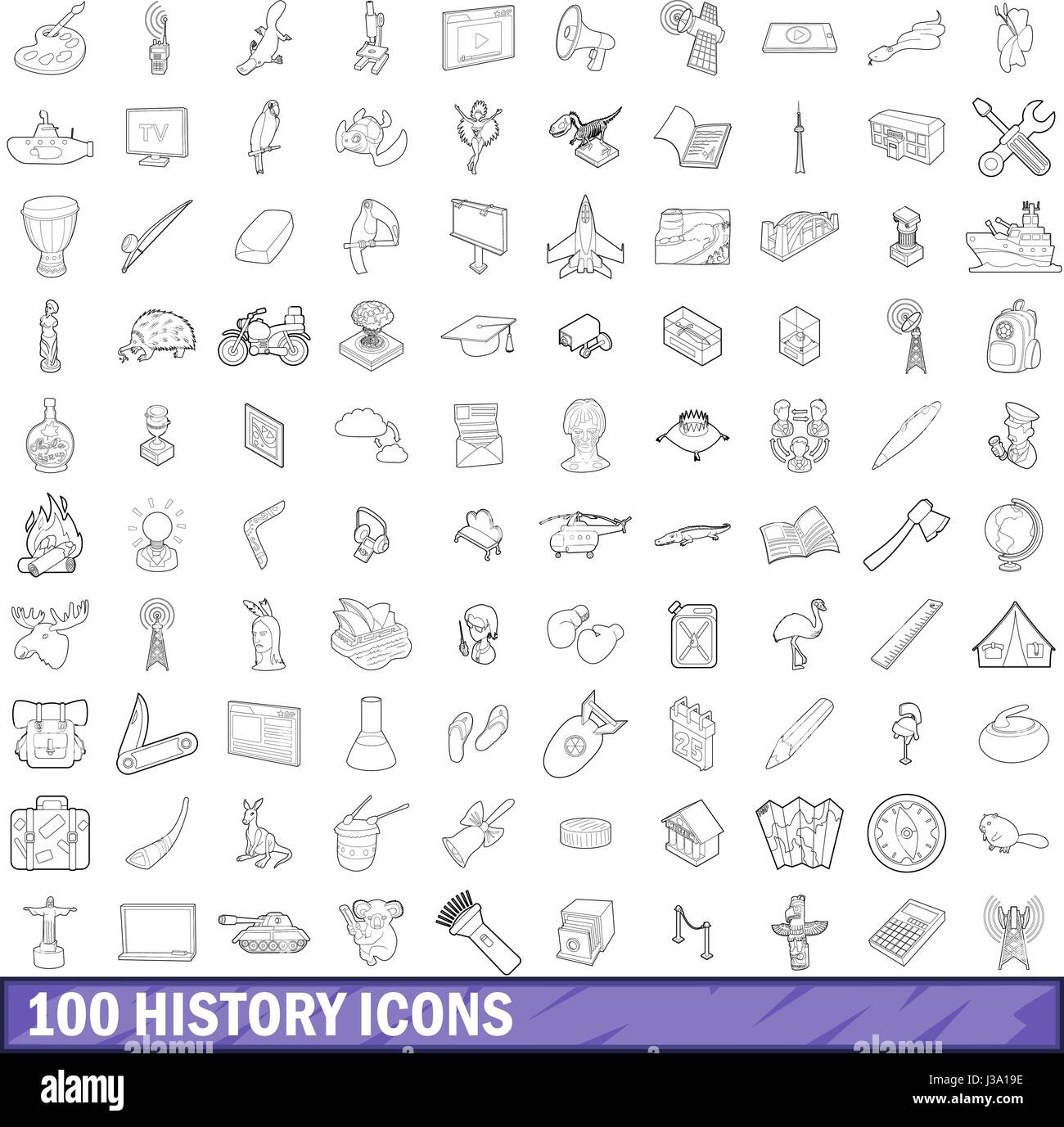 100 history icons set, outline style Stock Vector Image & Art - Alamy