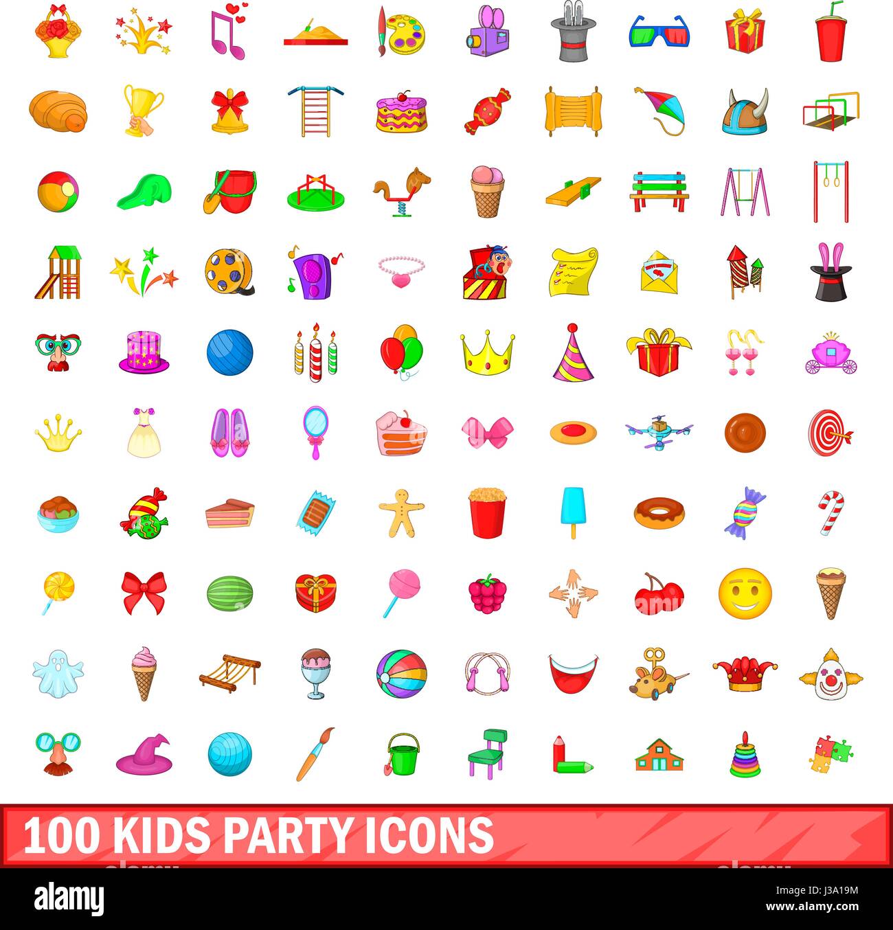 100 kids party icons set, cartoon style Stock Vector Image & Art - Alamy