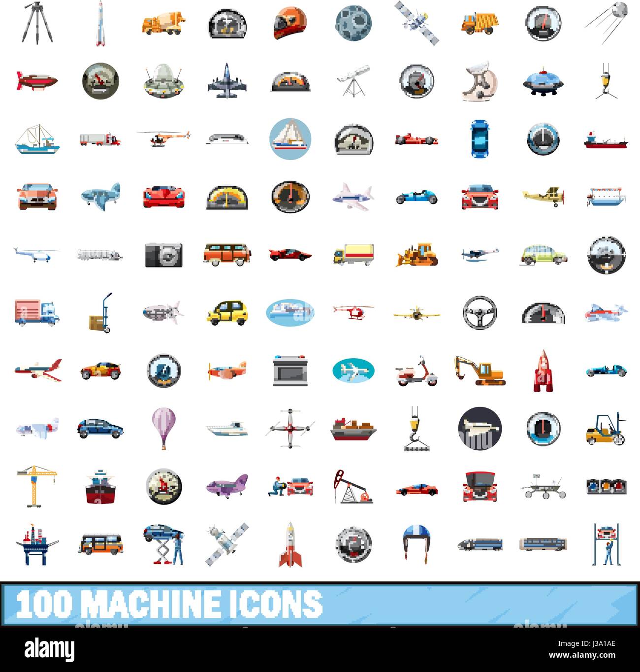 100 machine icons set, cartoon style Stock Vector Image & Art - Alamy