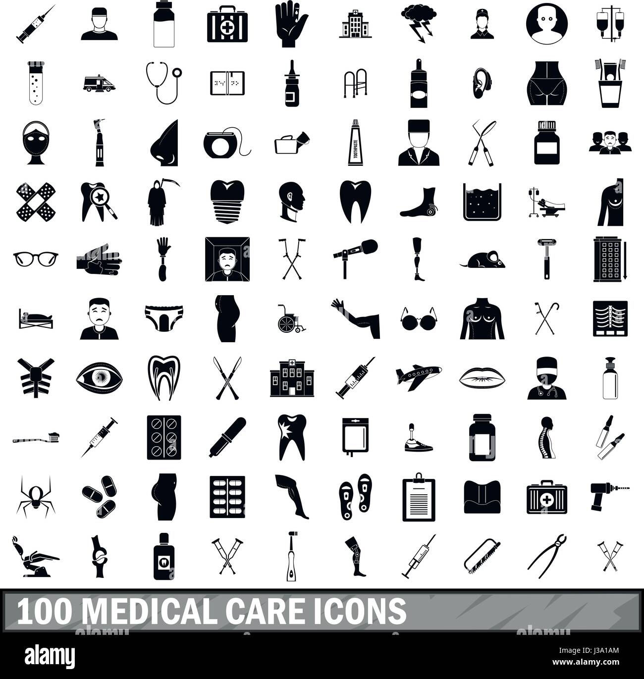 100 medical care icons set, simple style Stock Vector Image & Art - Alamy