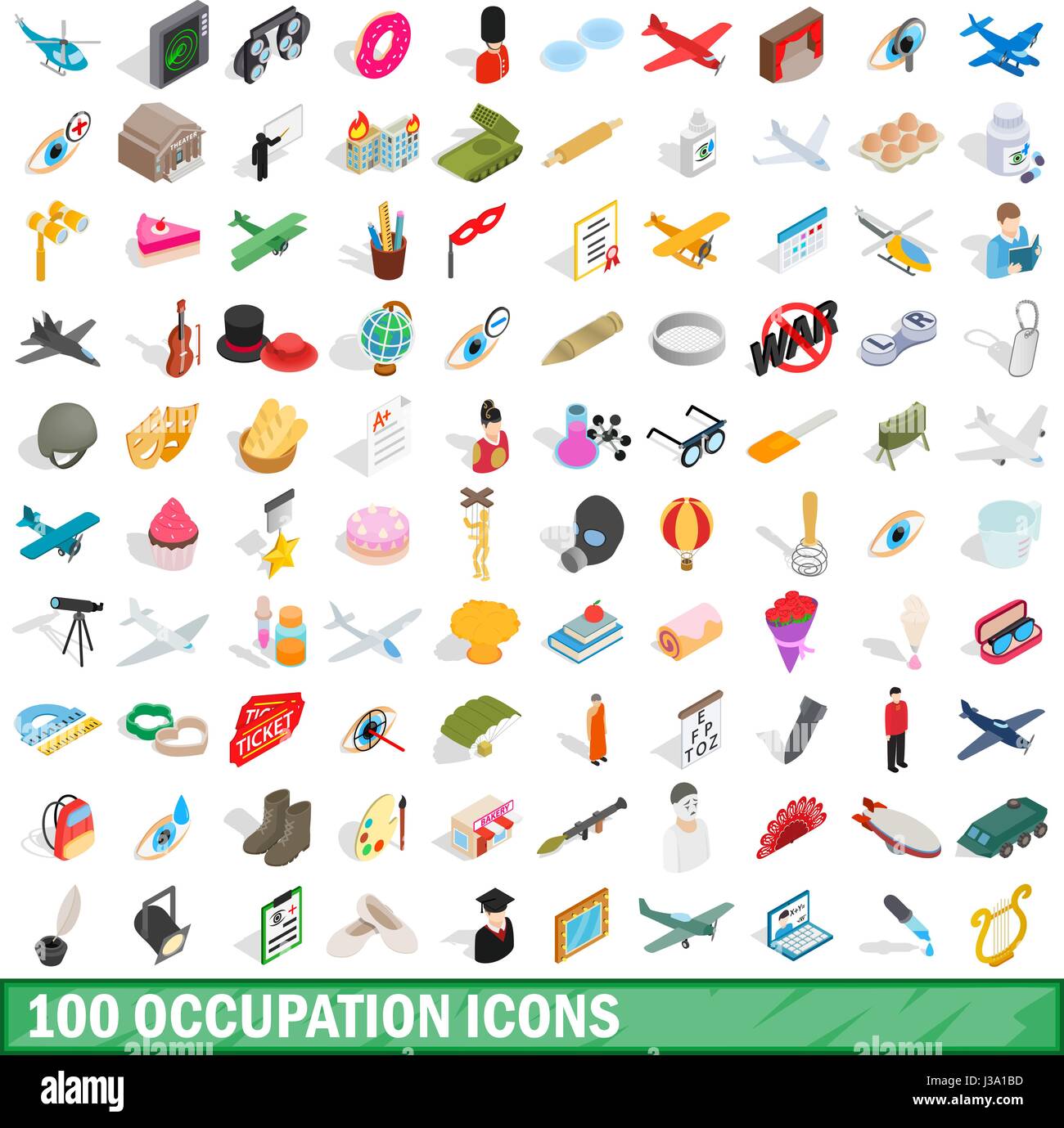 100 occupation icons set, isometric 3d style Stock Vector Image & Art ...