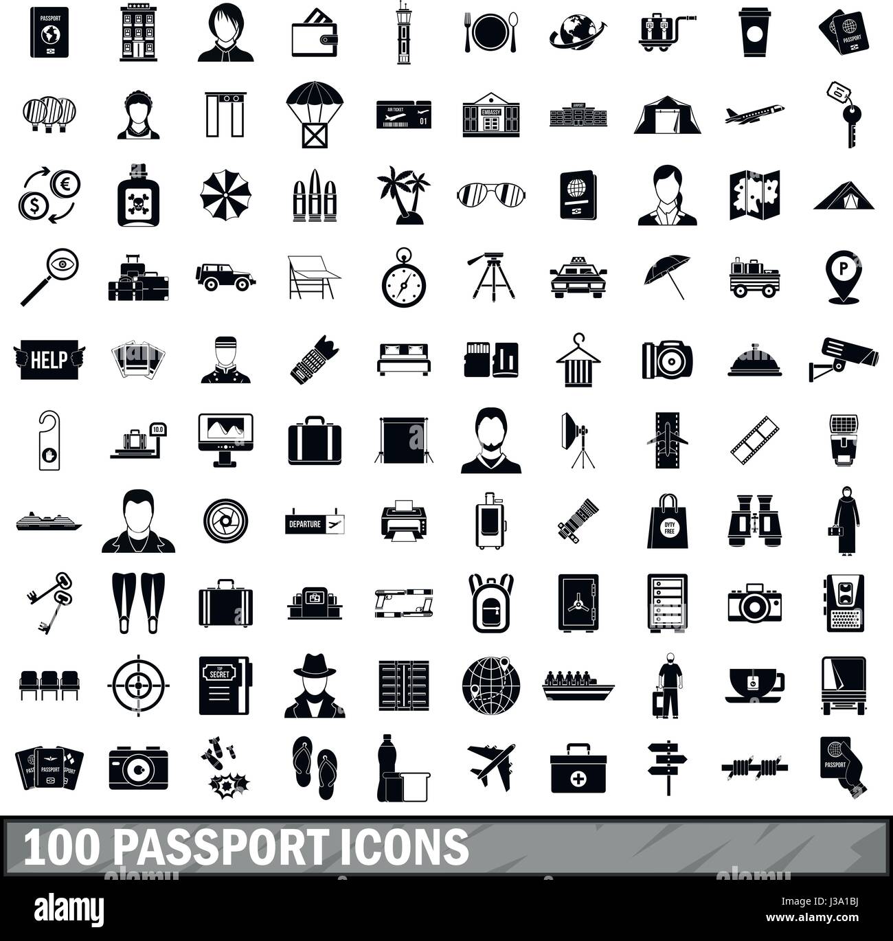 100 passport icons set, simple style Stock Vector Image & Art - Alamy