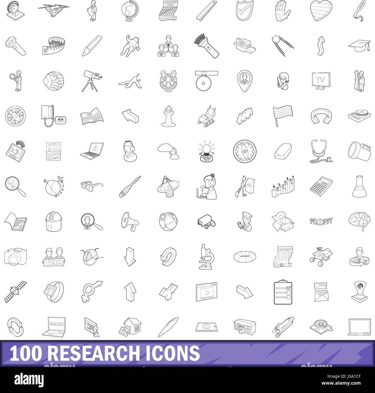 100 research icons set, outline style Stock Vector Image & Art - Alamy