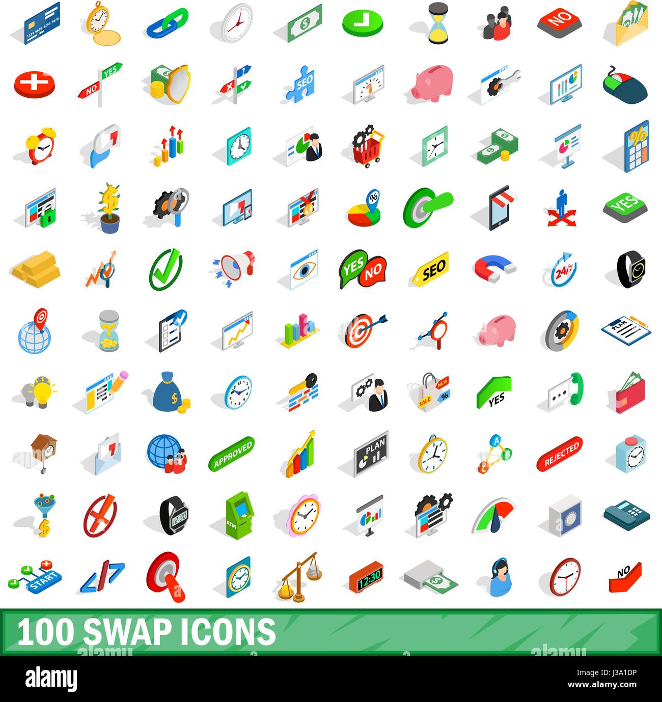100 swap icons set, isometric 3d style Stock Vector Image & Art - Alamy