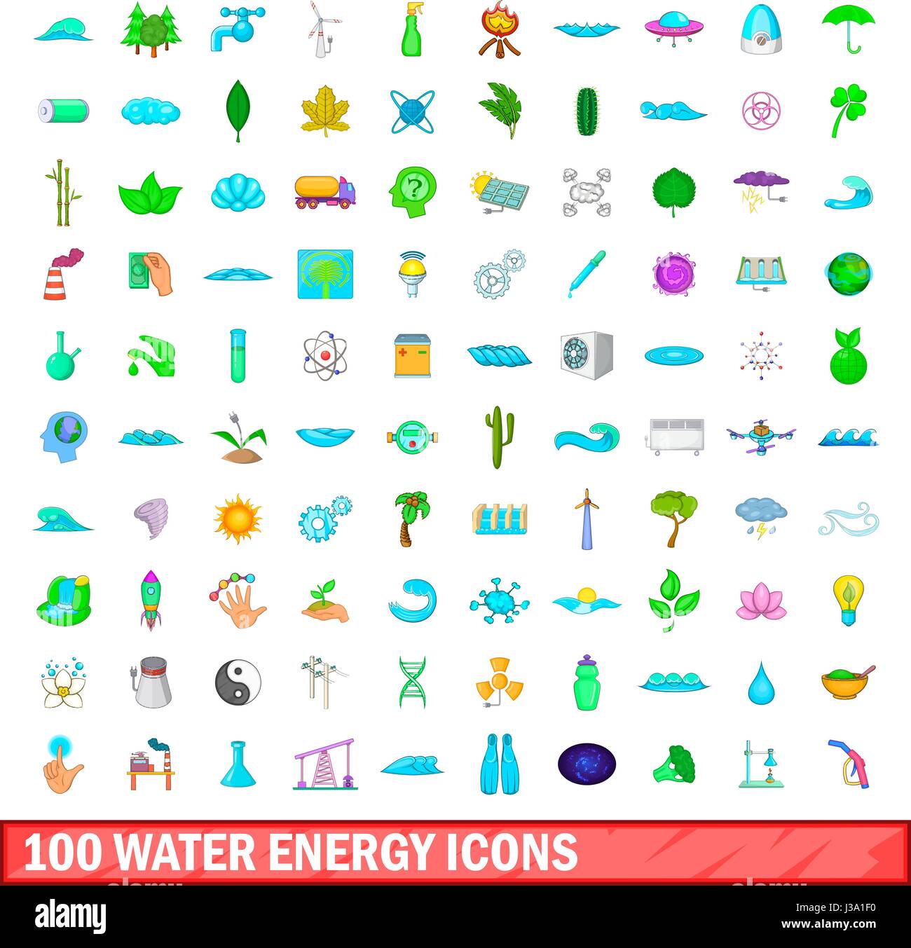 100 water energy icons set, cartoon style Stock Vector Image & Art - Alamy
