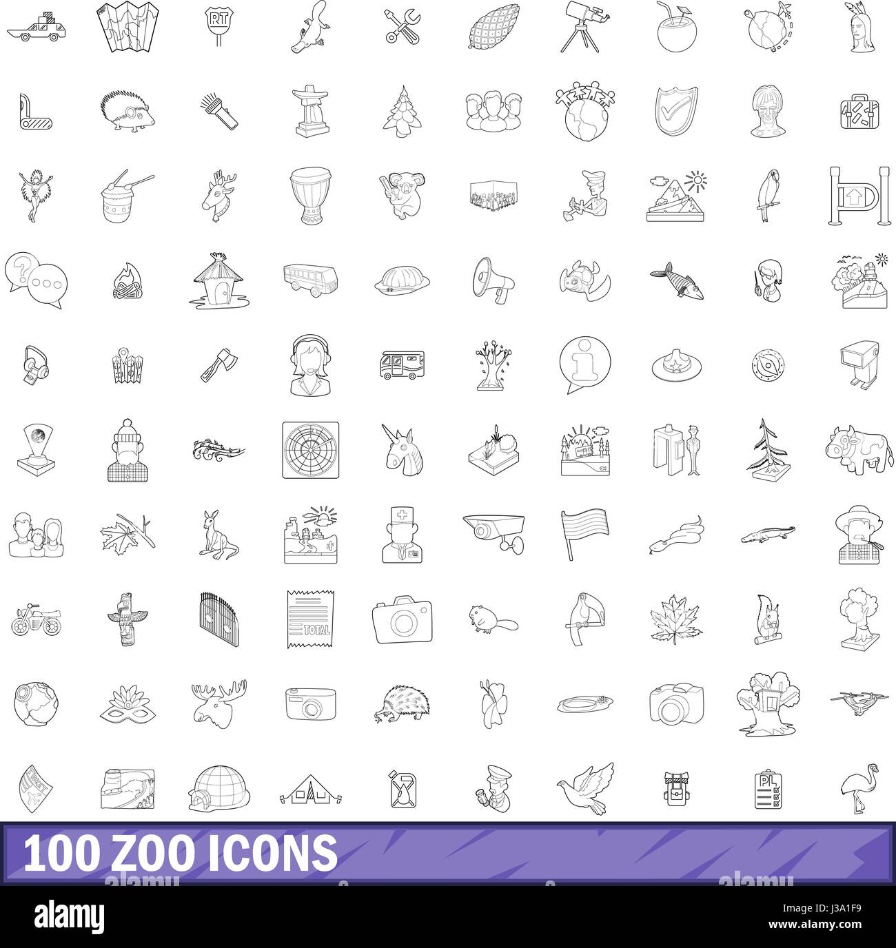 100 zoo icons set, outline style Stock Vector Image & Art - Alamy