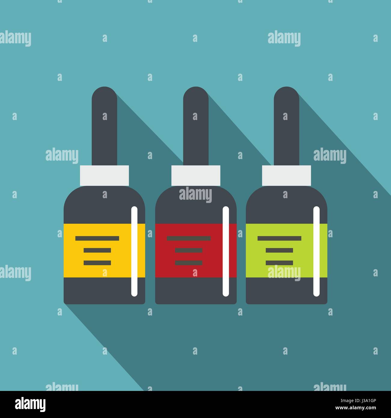 Three tattoo ink bottles icon, flat style Stock Vector Image & Art - Alamy