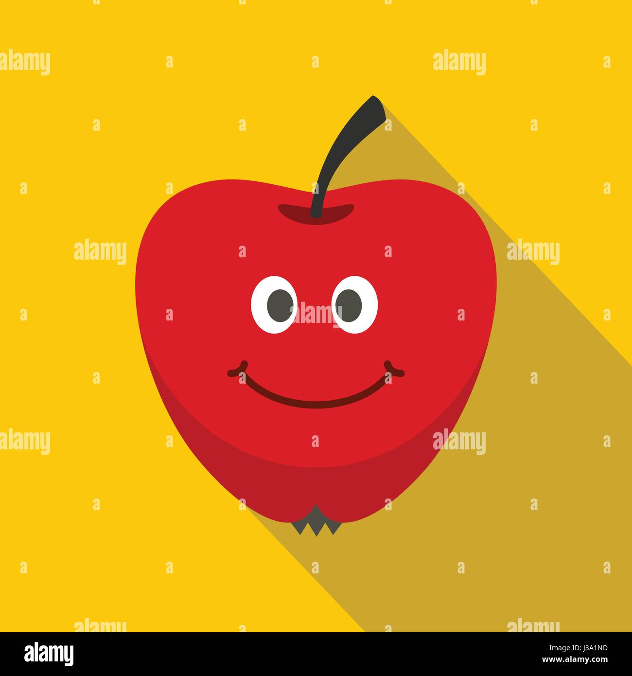 Red smiling apple icon flat hi-res stock photography and images - Alamy
