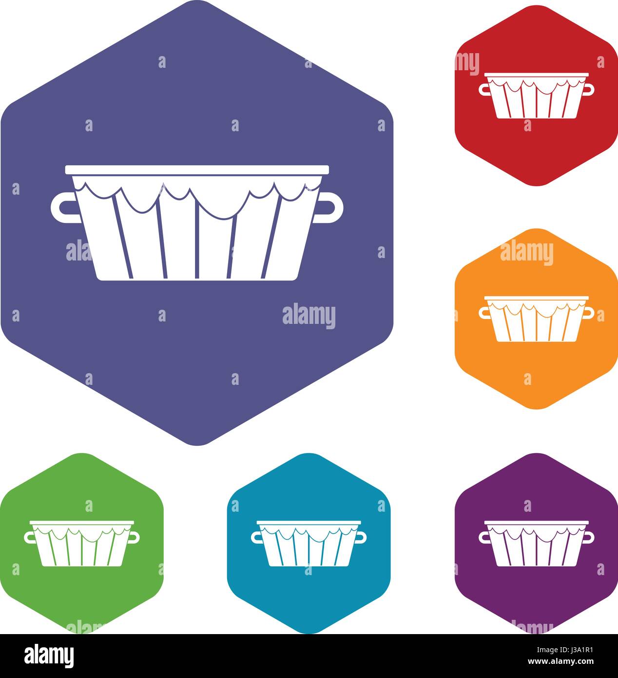 Wooden tub icons set hexagon Stock Vector Image & Art - Alamy