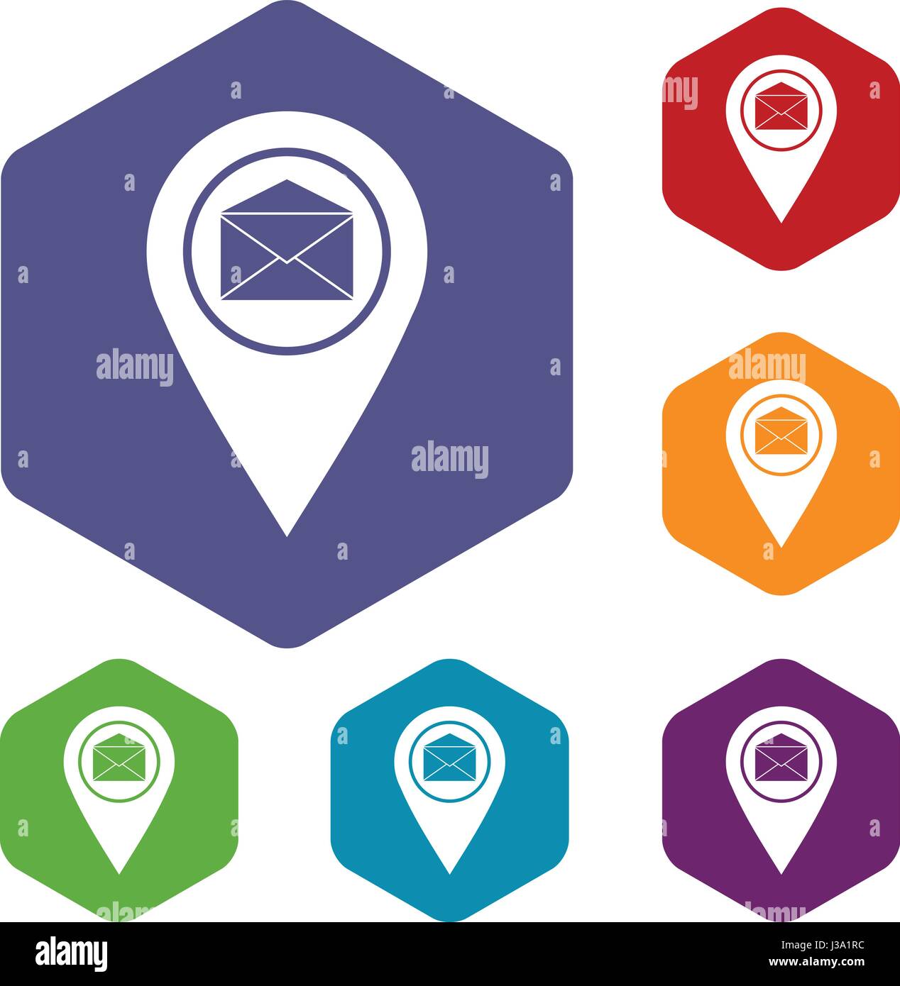 Marker location with envelope sign icons set Stock Vector Image & Art ...