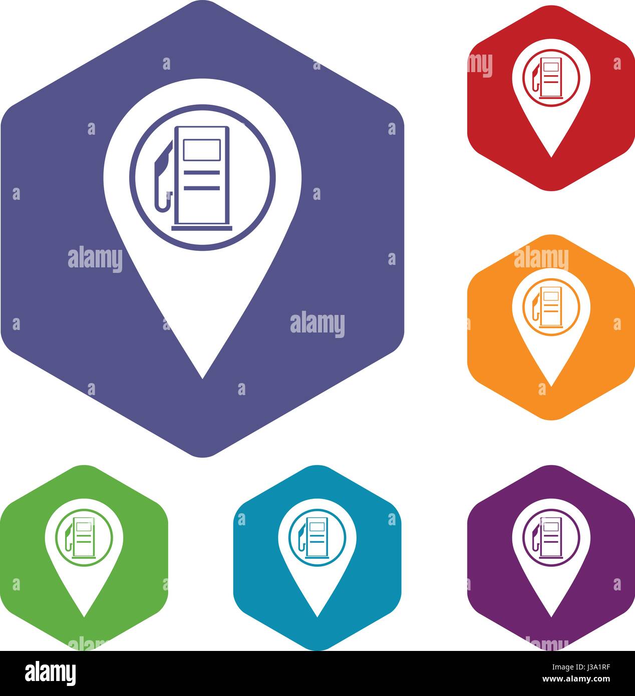Map pointer with gas station symbol icons set Stock Vector Image & Art ...