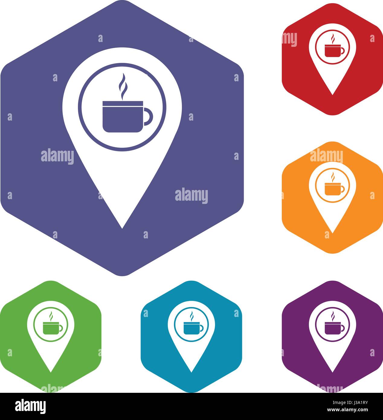 Map pin location with tea or coffee cup sign icons Stock Vector Image ...