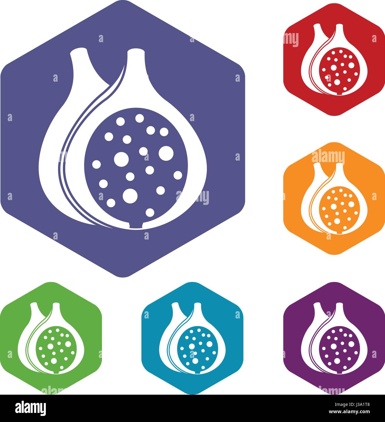 Fig fruit icons set hexagon Stock Vector Image & Art - Alamy