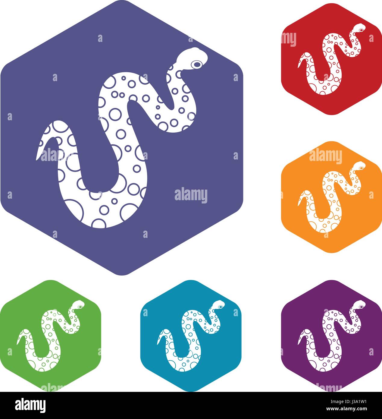 Dotted snake icons set hexagon Stock Vector Image & Art - Alamy