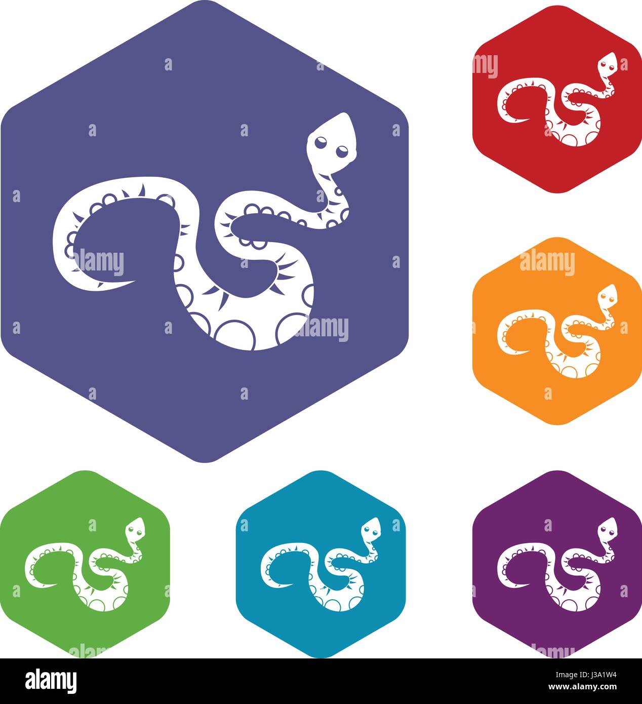 Black snake icons set hexagon Stock Vector Image & Art - Alamy