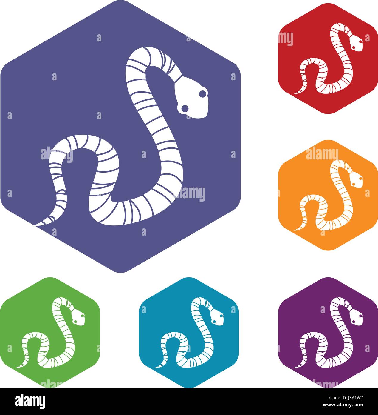 Striped snake icons set hexagon Stock Vector Image & Art - Alamy