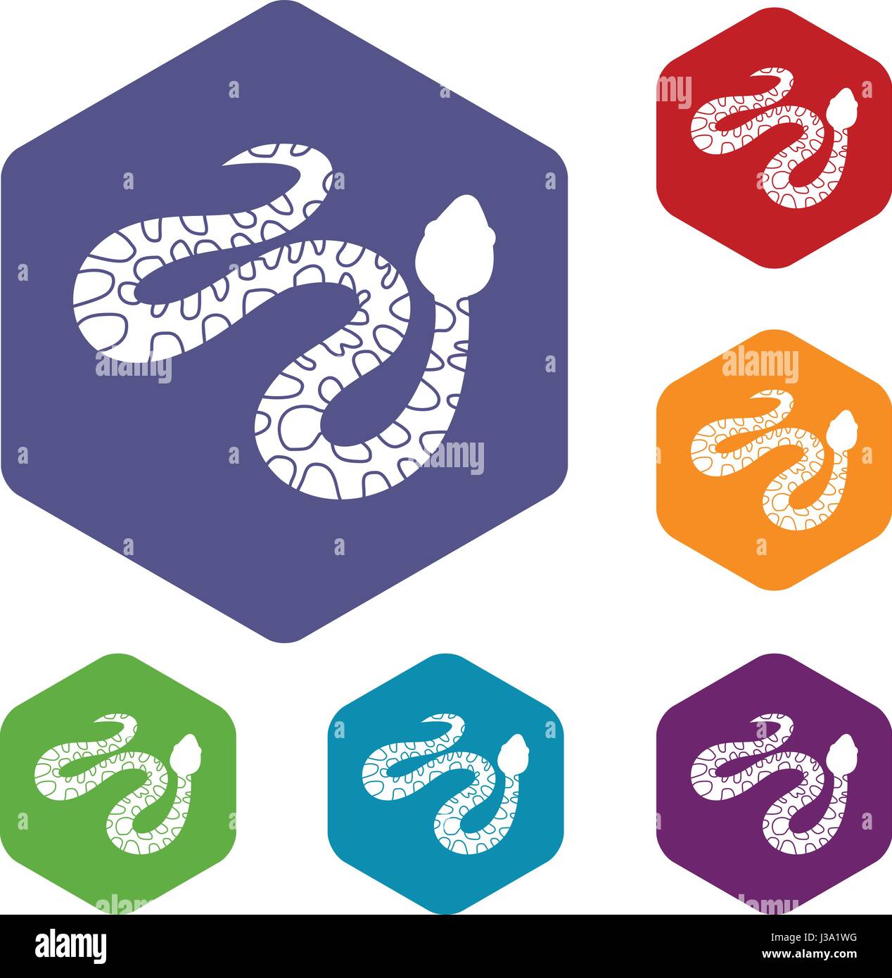 Spotted snake icons set hexagon Stock Vector Image & Art - Alamy