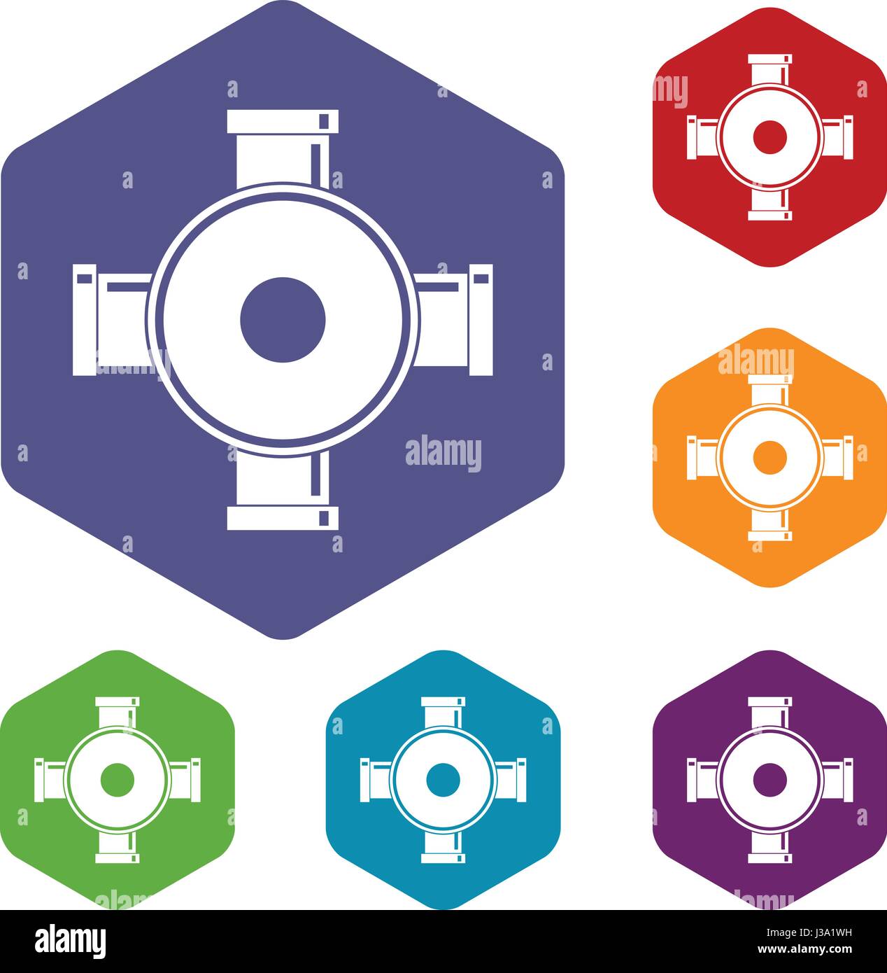 Pipe fitting icons set hexagon Stock Vector Image & Art - Alamy