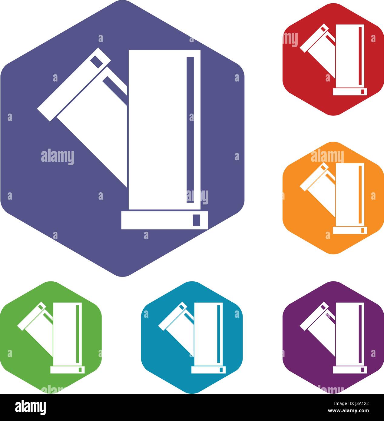 Tee fitting pipe icons set hexagon Stock Vector Image & Art - Alamy