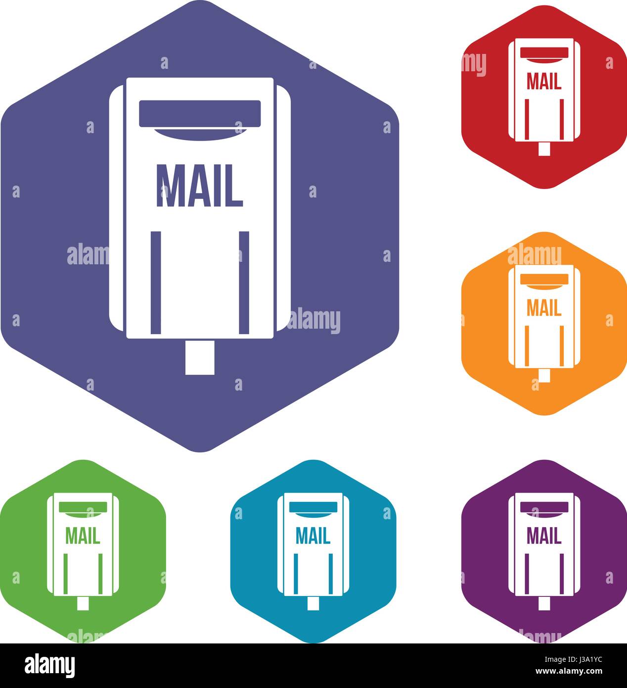 Post box icons set hexagon Stock Vector Image & Art - Alamy