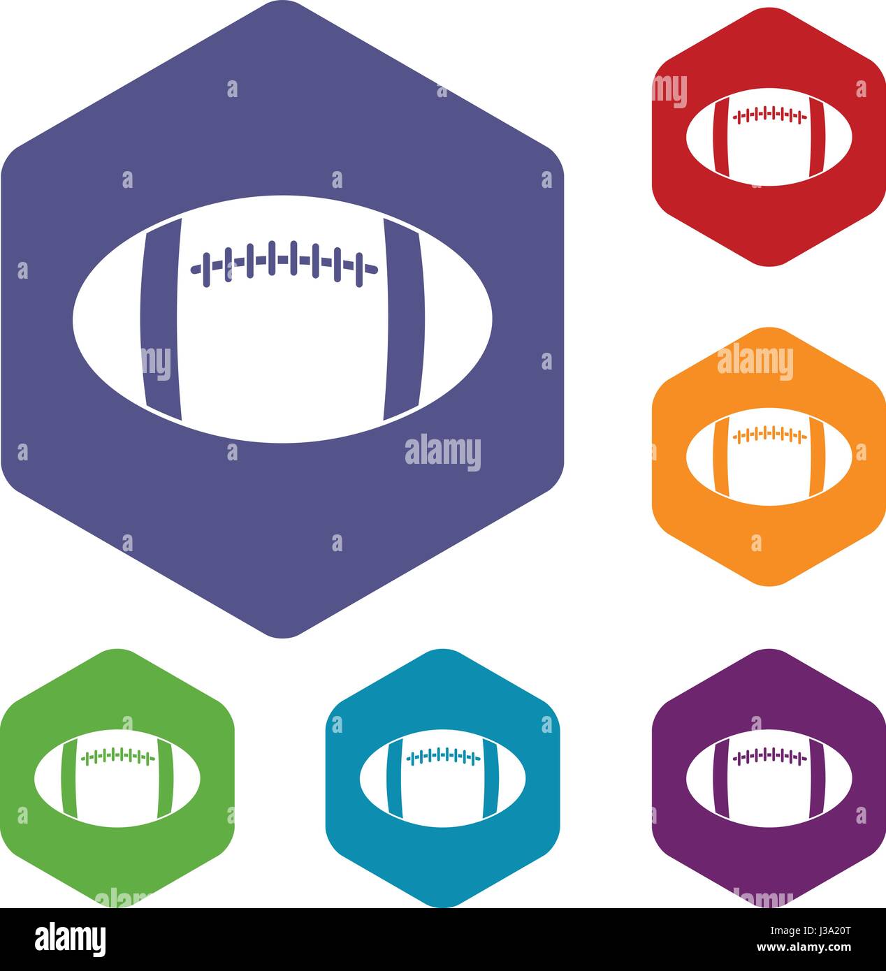 Rugby ball icons set hexagon Stock Vector Image & Art - Alamy