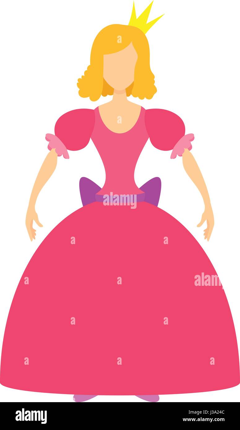 Princess In Pink Dress Icon Cartoon Style Stock Vector Image And Art Alamy