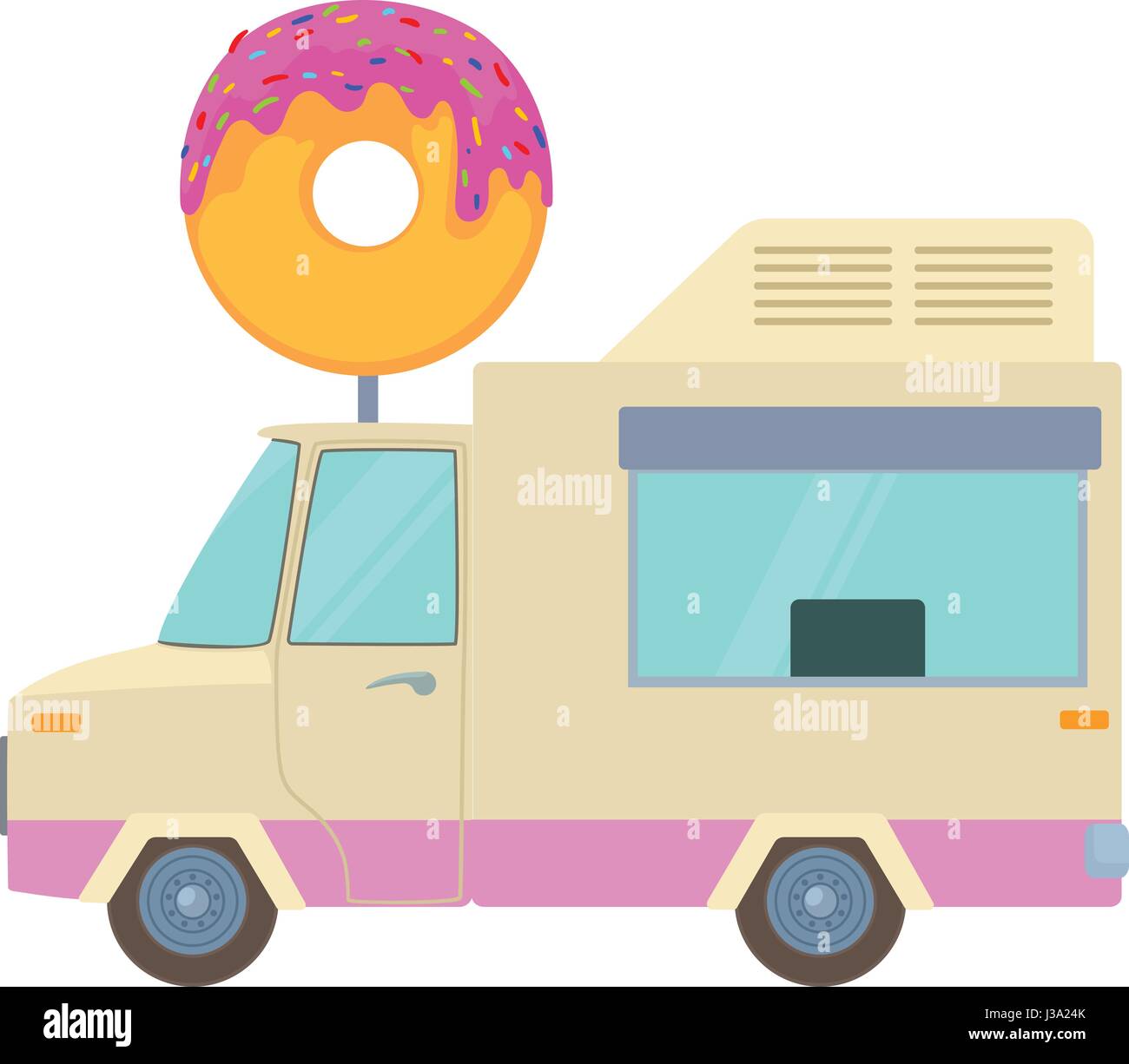 Fast food trailer with donut icon, cartoon style Stock Vector Image ...