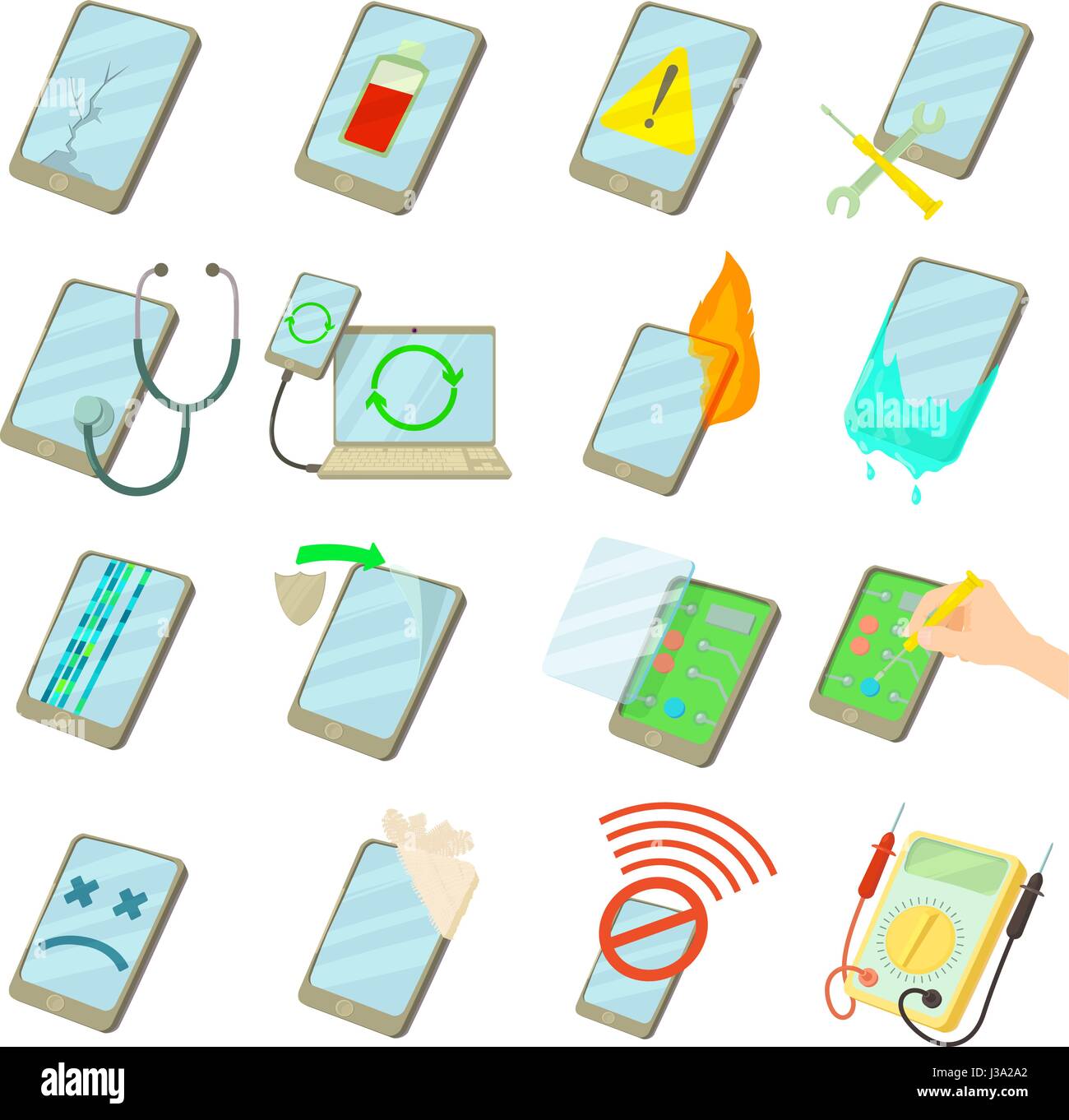 Repair phones fix icons set, cartoon style Stock Vector Image & Art - Alamy