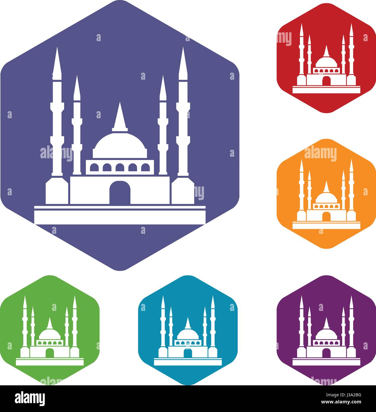 Mosque icons set hexagon Stock Vector Image & Art - Alamy