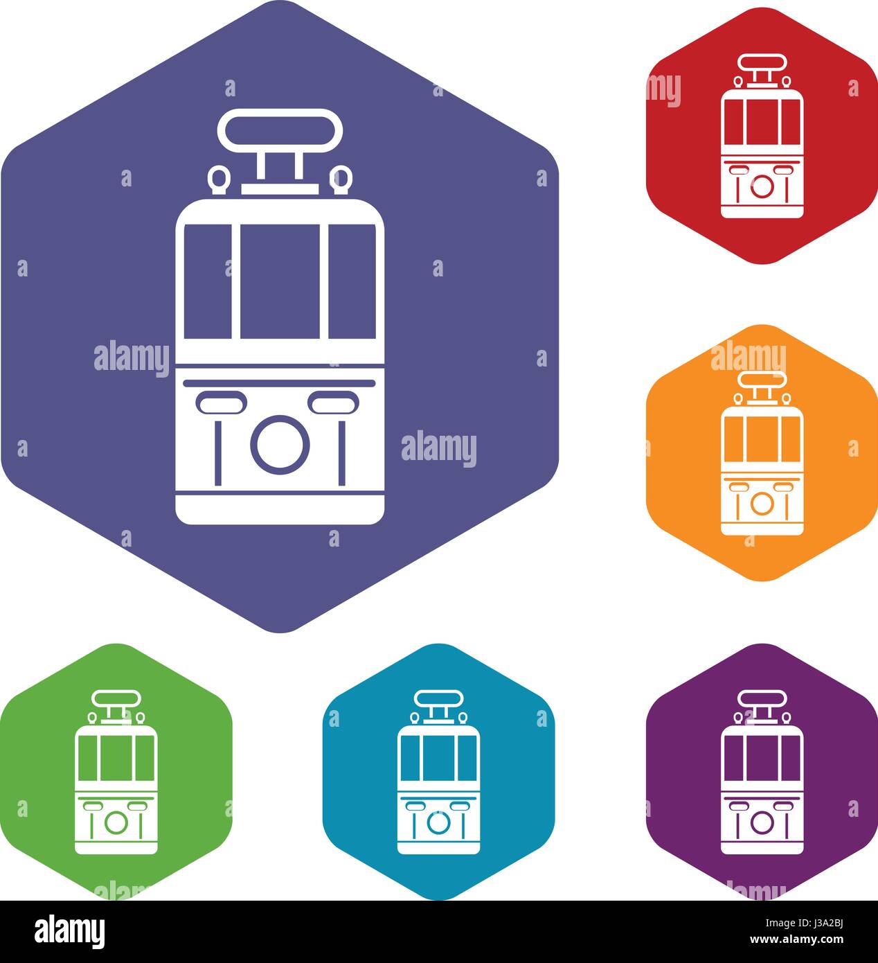 Tram front view icons set hexagon Stock Vector Image & Art - Alamy
