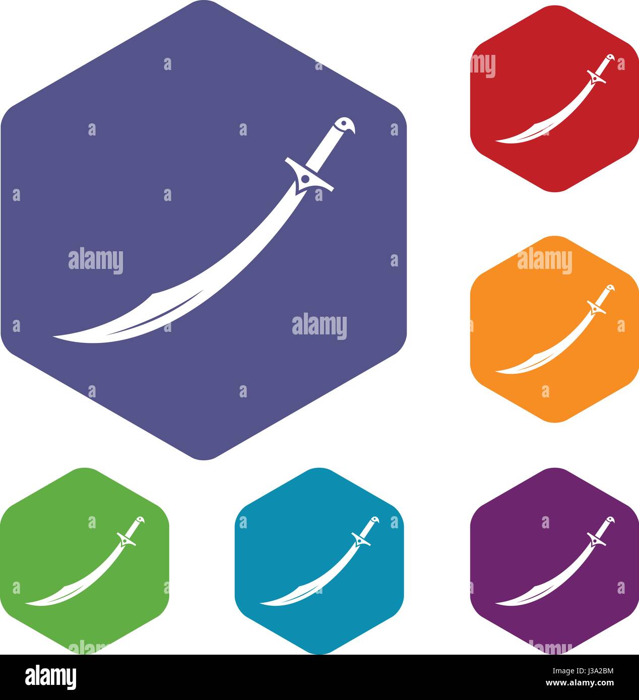 Scimitar sword icons set hexagon Stock Vector Image & Art - Alamy