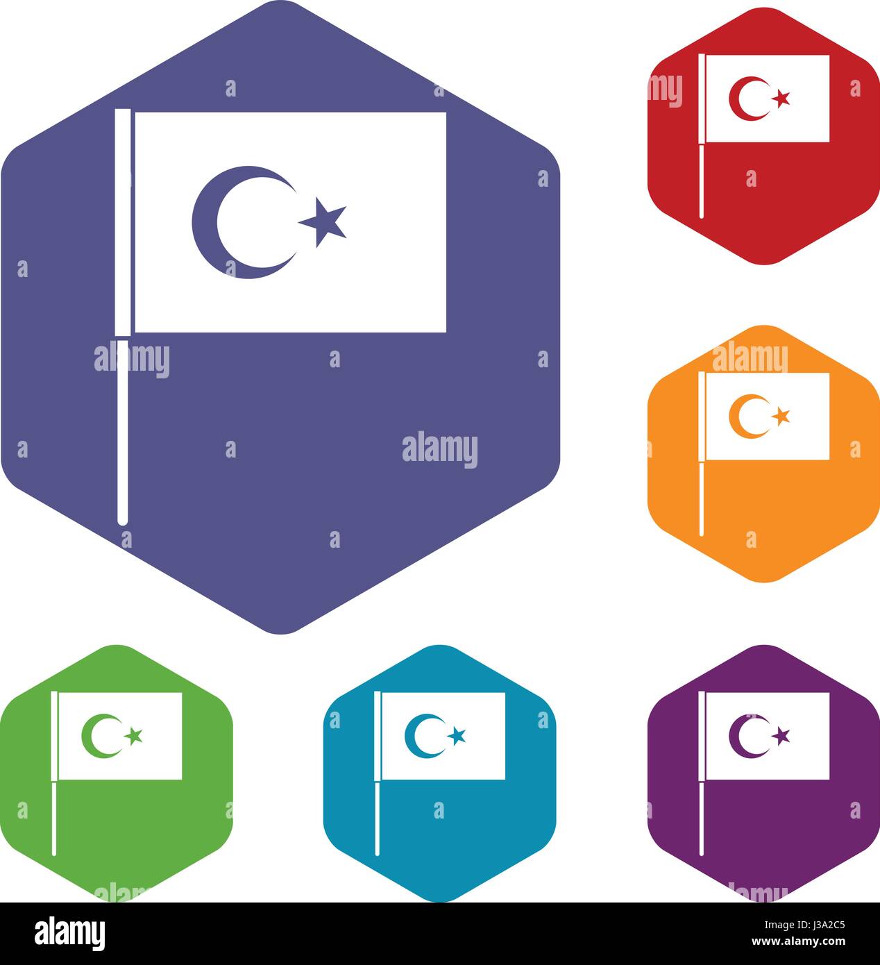Turkish flag icons set hexagon Stock Vector Image & Art - Alamy