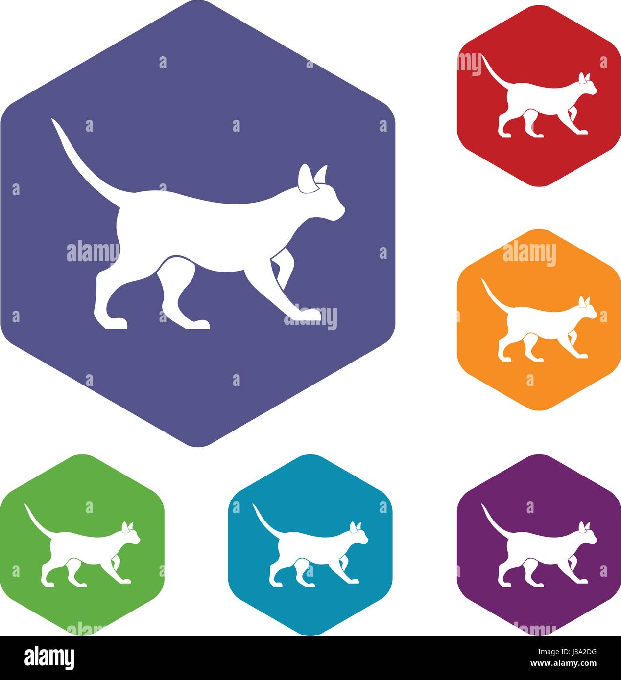 Cat icons set hexagon Stock Vector Image & Art - Alamy