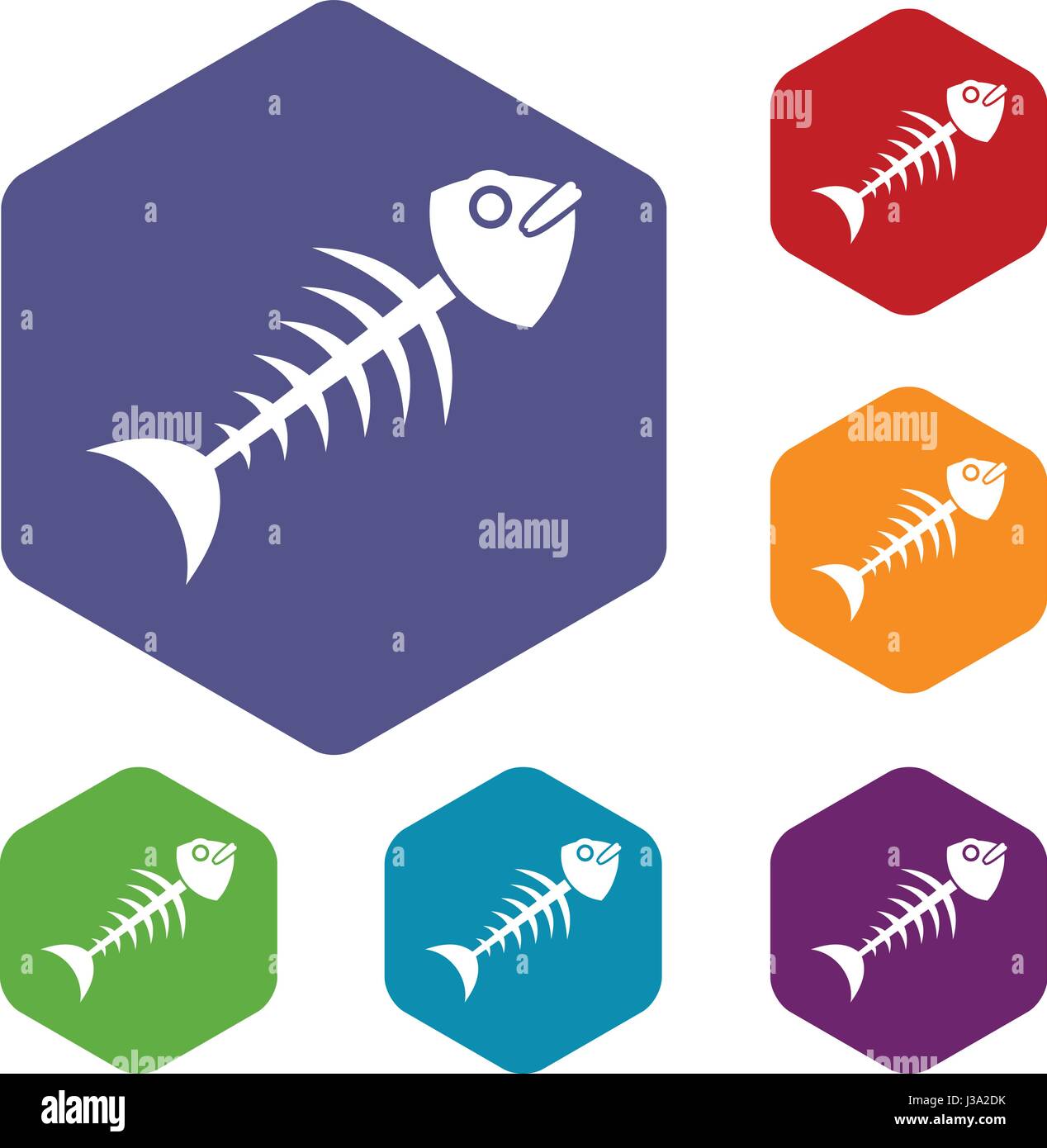 Fish bone icons set hexagon Stock Vector Image & Art - Alamy
