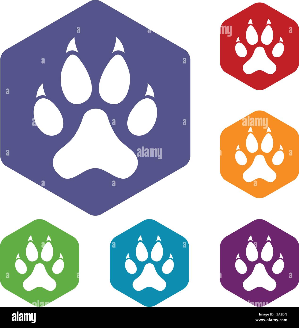 Cat paw icons set hexagon Stock Vector Image & Art - Alamy
