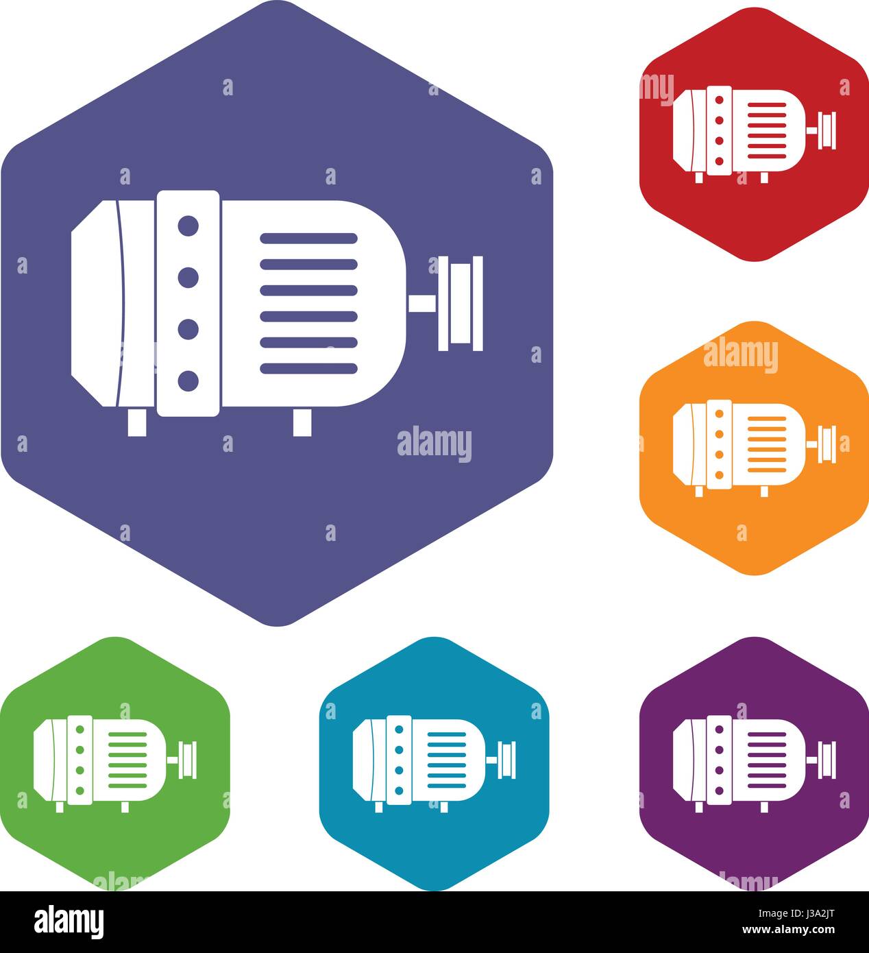 Electric motor icons set hexagon Stock Vector Image & Art - Alamy