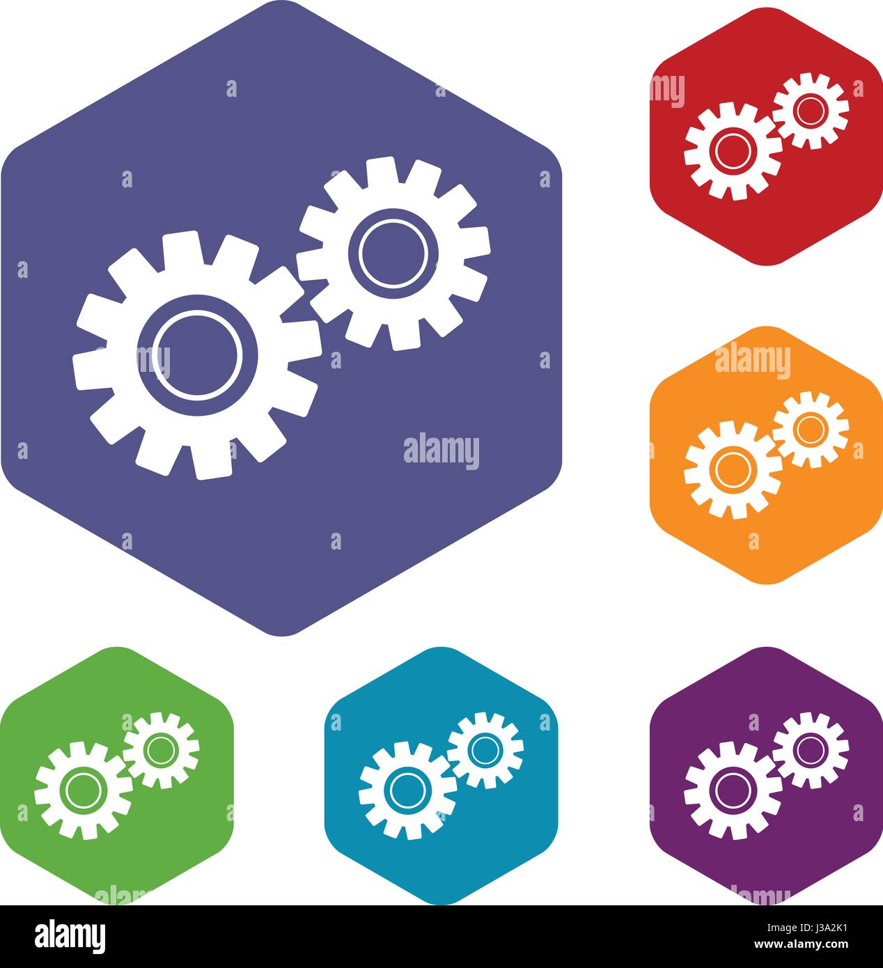 Two gears icons set hexagon Stock Vector Image & Art - Alamy